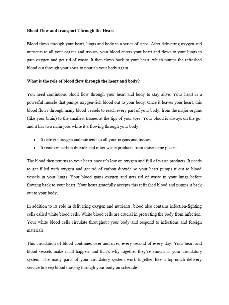Blood Flow Through the Heart Explained | PDF | Heart | Heart Valve