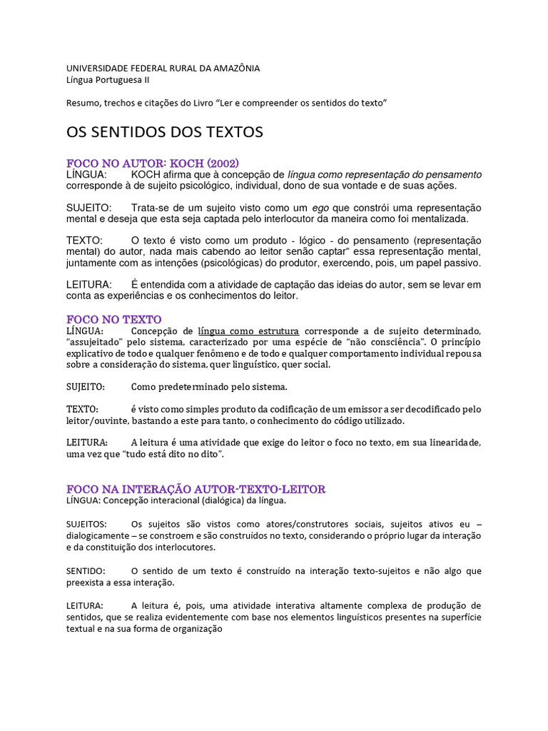 Ler e Compreender Os Sentidos Dos Textos - Estudos | PDF | Pensamento | Psicologia