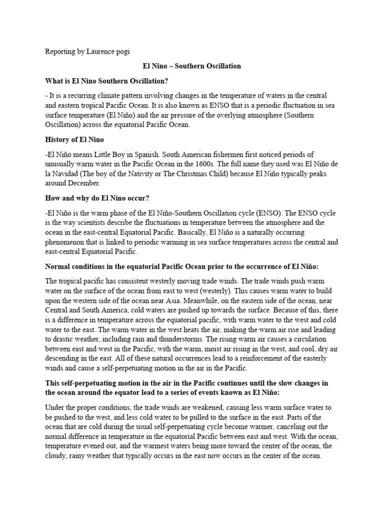 El Nino | PDF | Oceans | Oceanography