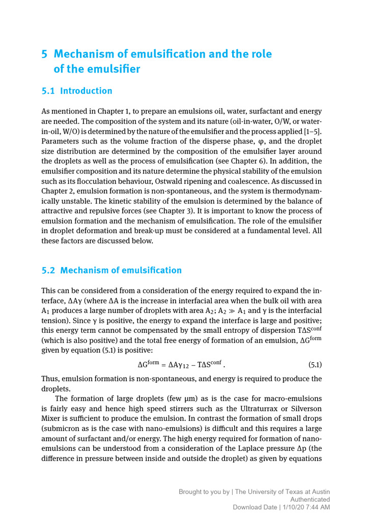 5 Mechanism of Emulsification and The Role of The Emulsifier | PDF ...