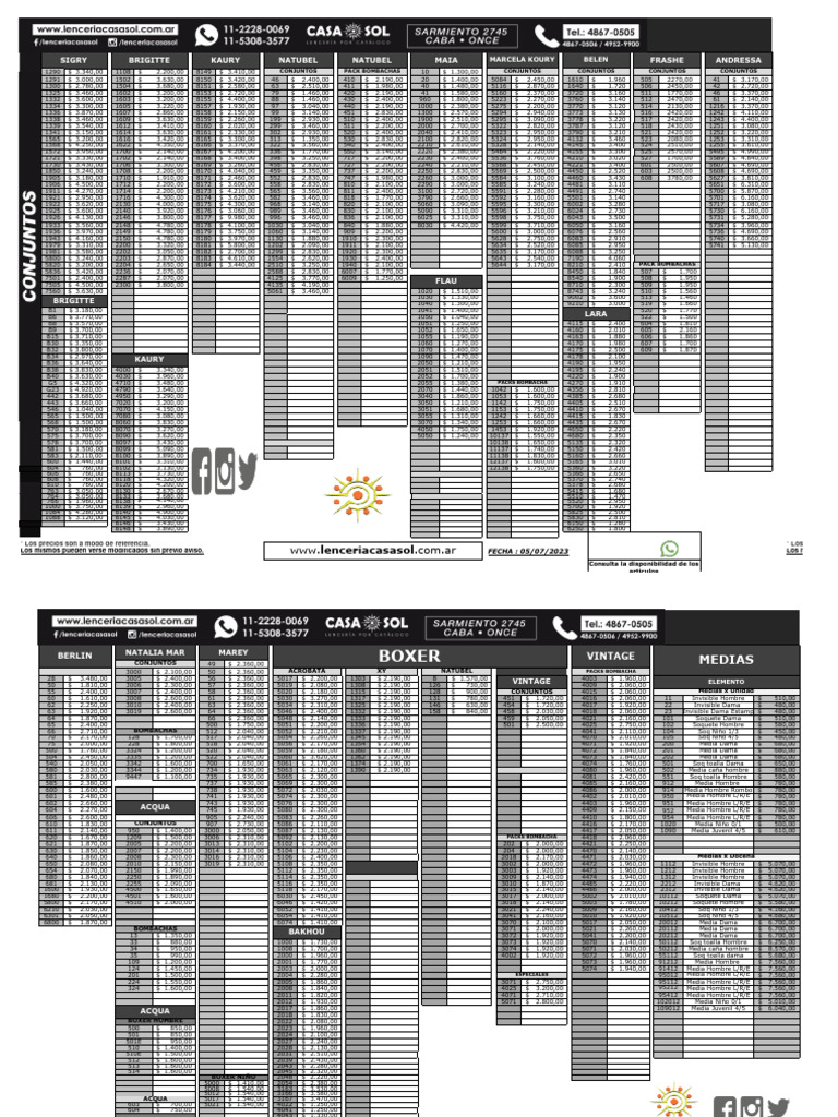 Lista de Precios 05-07-2023 | PDF Lista de Precios 05-07-2023 | PDF