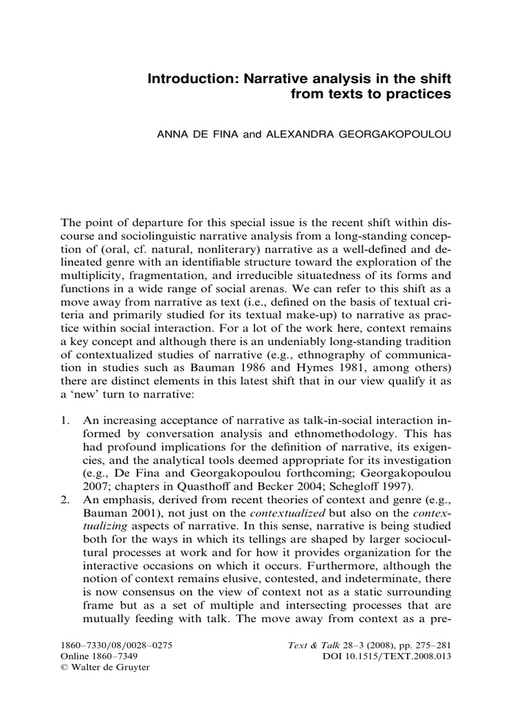 Narrative Analysis in The Shift From Tex | PDF