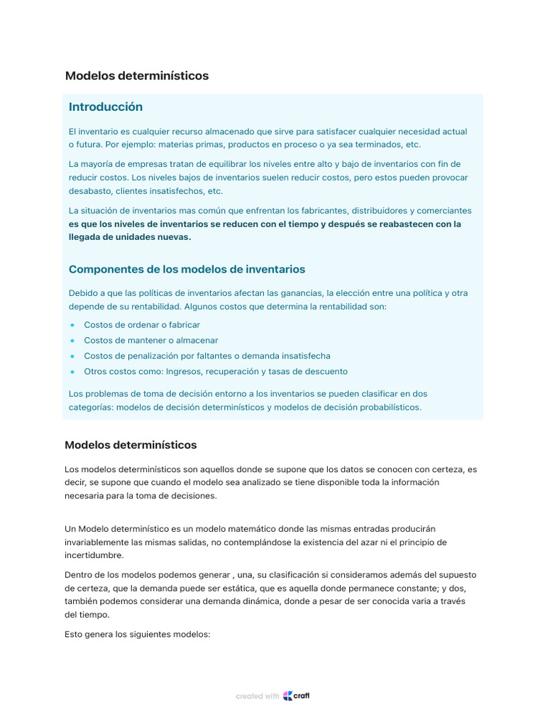 Modelos Determinísticos de Inventarios | PDF | Inventario | Economias