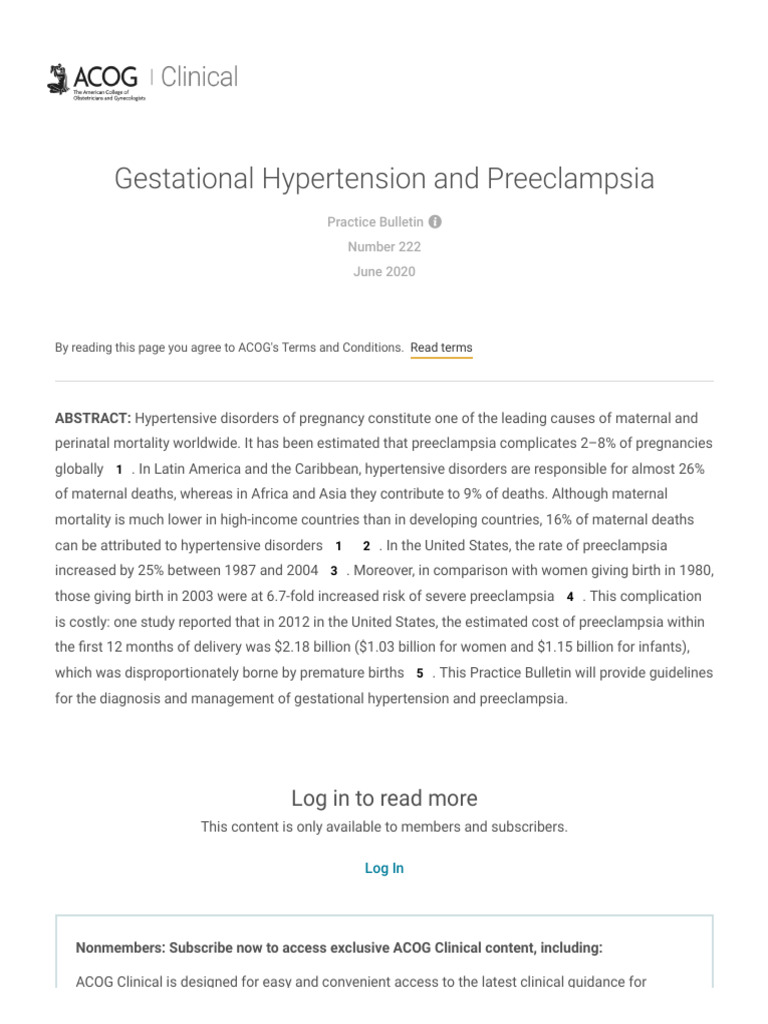 Acog Preeclampsia 2020 | PDF | Maternal Death | Social Programs