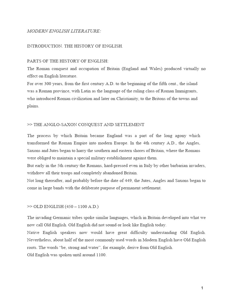 Modern English Literature | PDF | Suffragette | Gothic Fiction