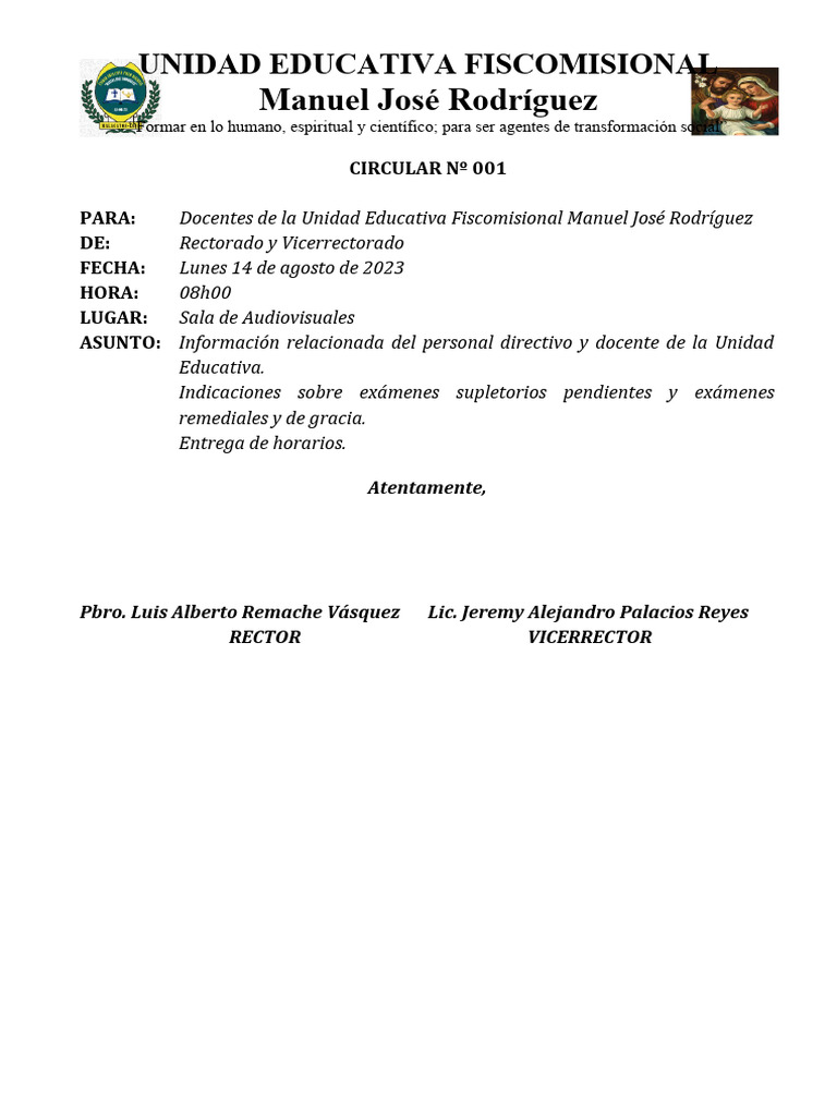 Circular 1 2023-2024 | PDF