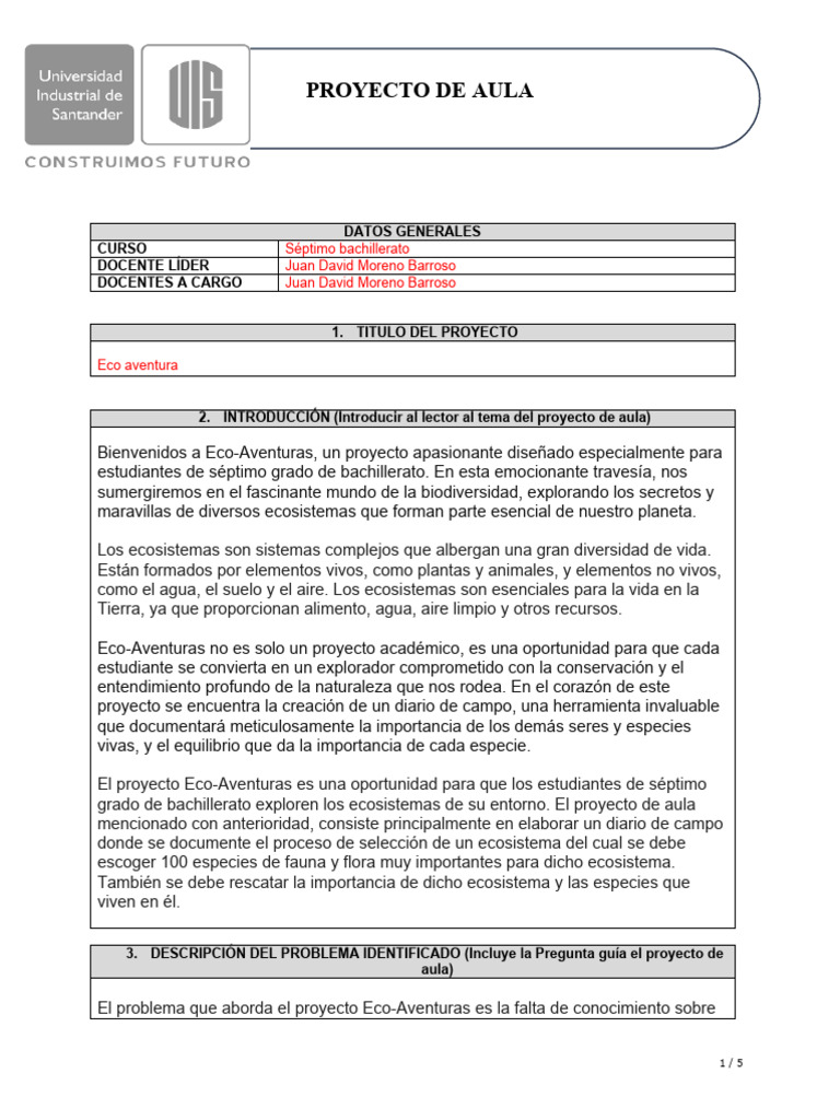 Protocolo-Proyecto de Aula | PDF