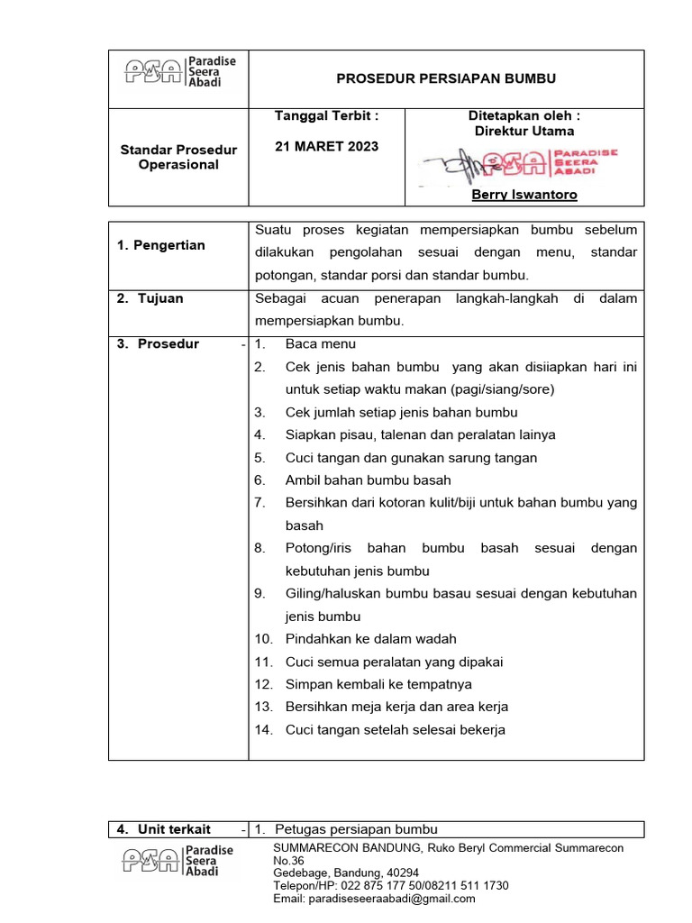 Spo Persiapan Bumbu | PDF