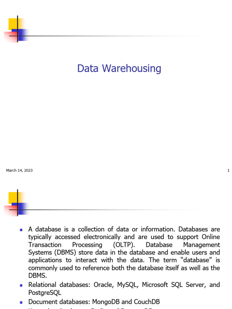 UNIT-1 Datawarehouse | PDF | Data Warehouse | Databases