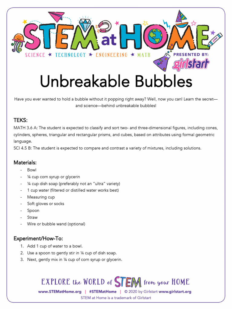 Unbreakable Bubbles | PDF | Water | Chemistry