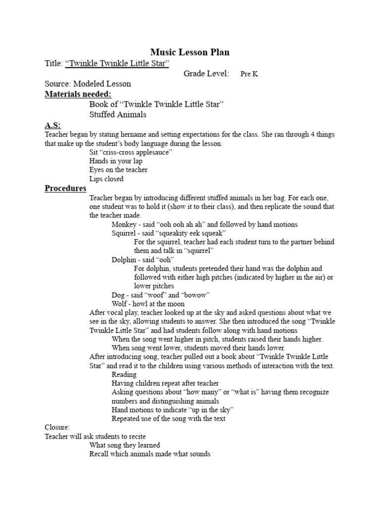 All in Class Music Lesson Plans | PDF | Learning | Teachers