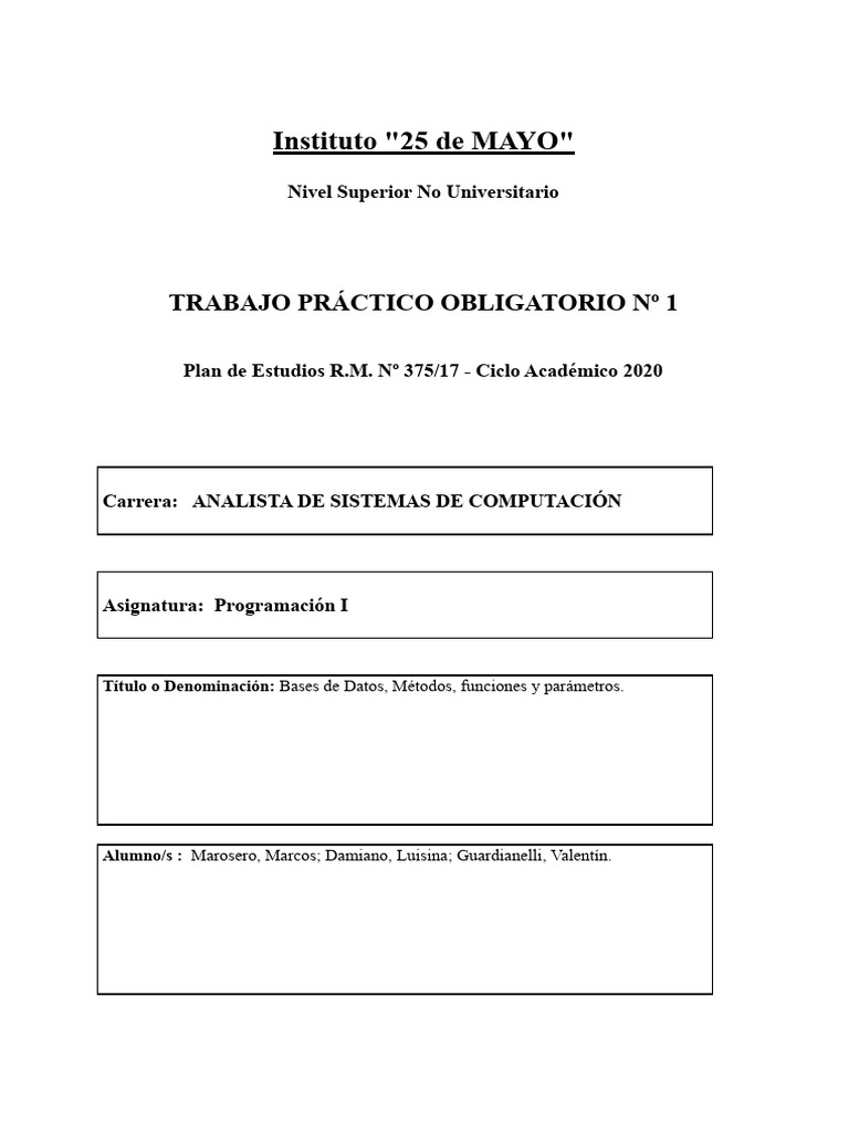 Informe Programacion I | PDF