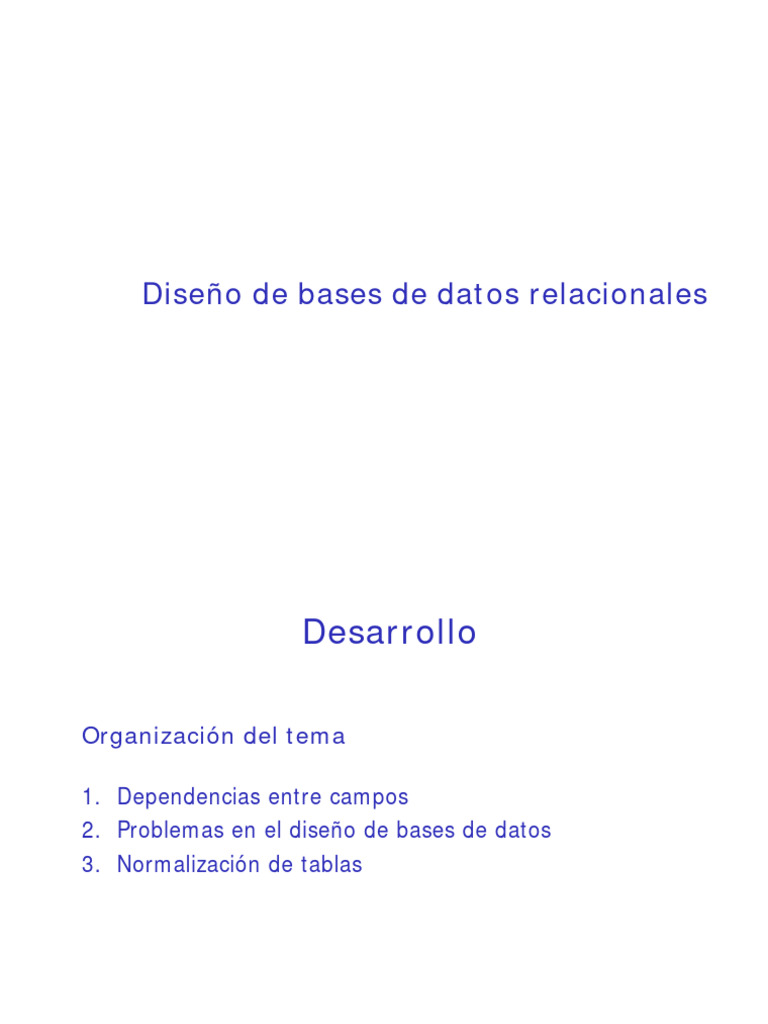 Tema 5 - Diseño de Bases de Datos Relacionales | PDF | Base de datos relacional | Ciencias de la ...