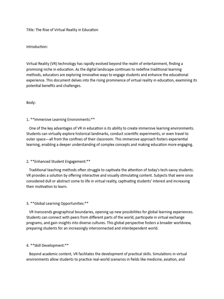 Vert | PDF | Virtual Reality | Learning