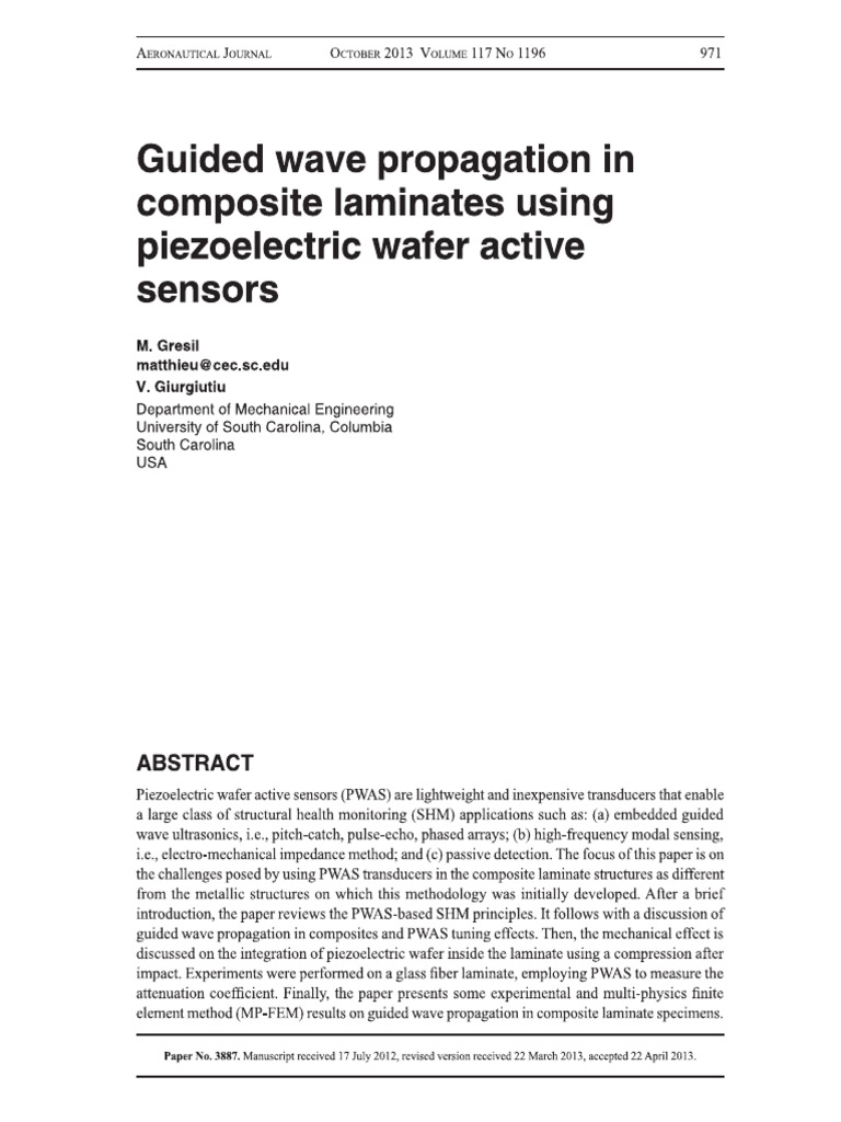 Propagation PZT Wafer Gresil | PDF