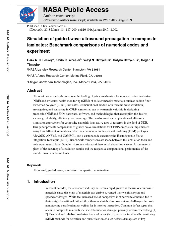 Propagation SimWave NASA | PDF | Simulation | Nondestructive Testing