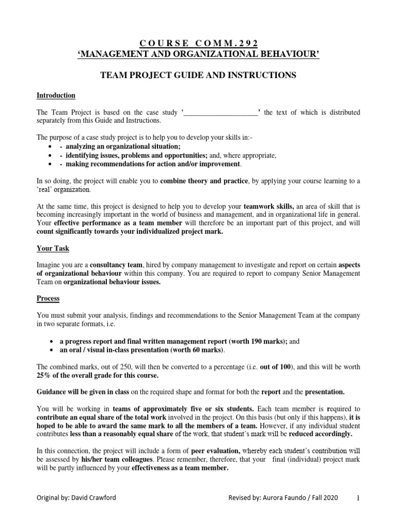 COMM 292 Team Project Guide and Instructions | PDF | Theory | Citation