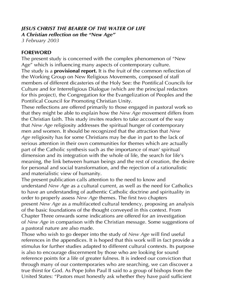 Catholic Church On New Age | PDF | New Age | Western Esotericism