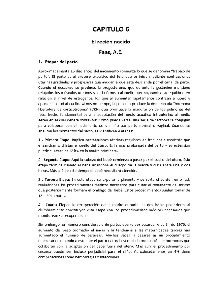 Capitulo 6 Faas | PDF | Parto | Seccion de cesárea