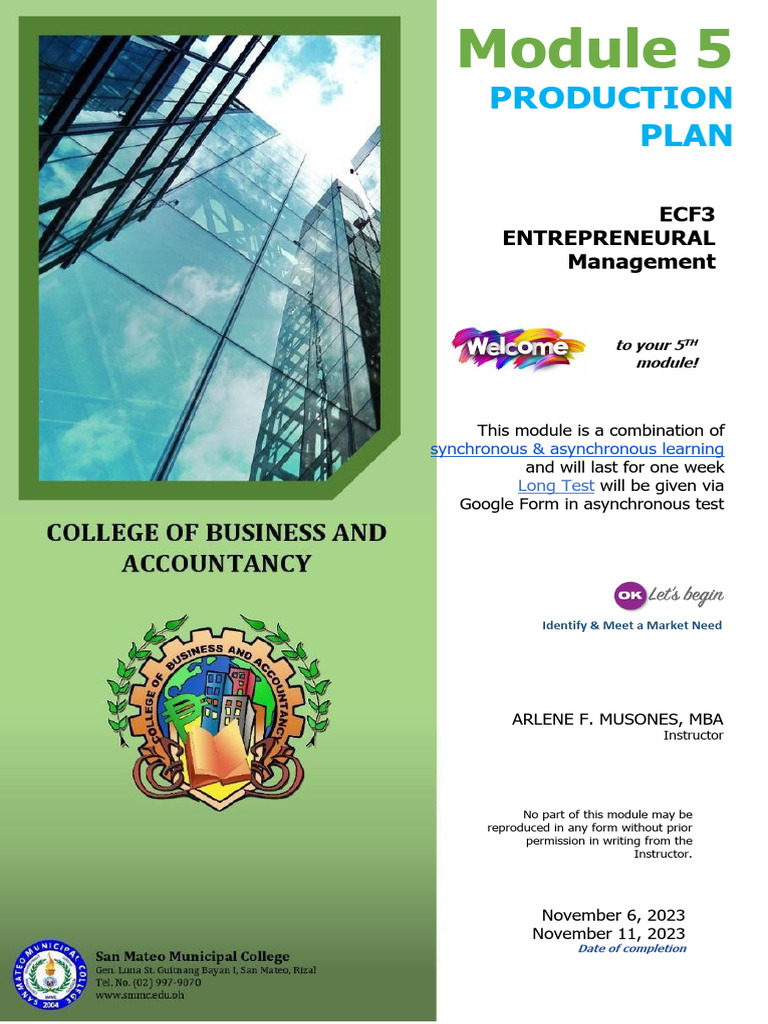 Module 5 - Production Plan | PDF | Scheduling (Production Processes ...