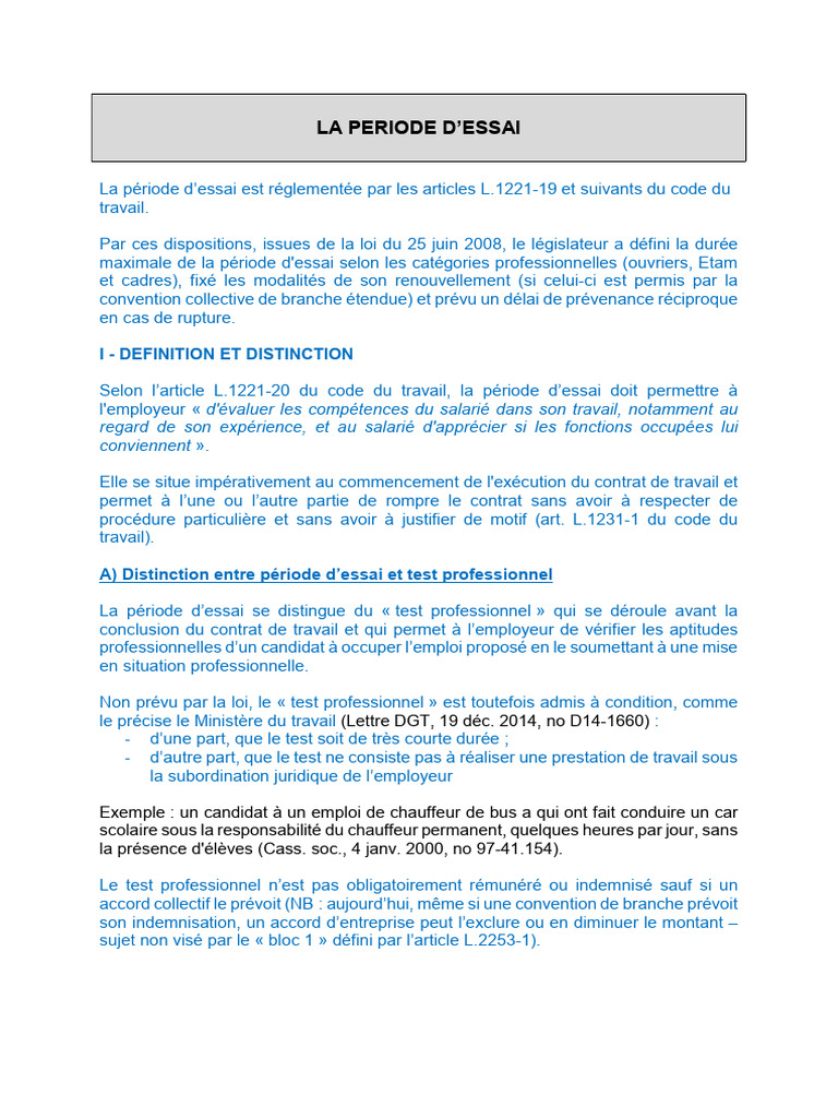 La Periode D'essai | PDF