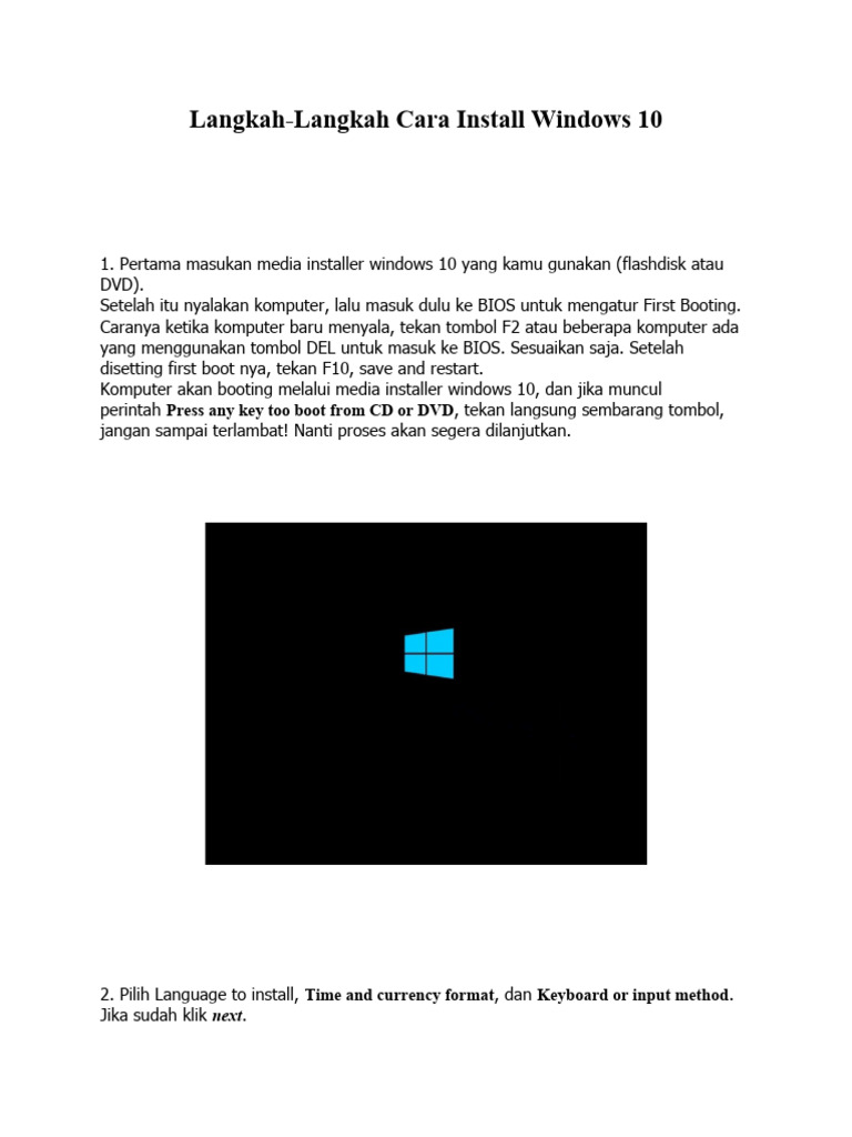 Panduan Instalasi Windows 10 | PDF