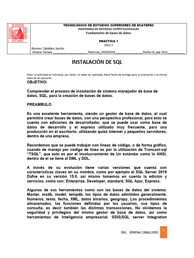 1 Practica Pdf Mi Sql Servidor Sql De Microsoft