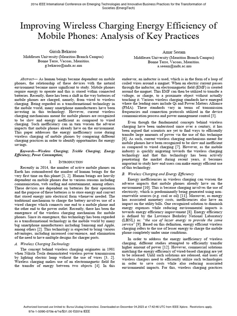 Improving Wireless Charging Energy Efficiency of Mobil Phones Analysis of Key Practices ...
