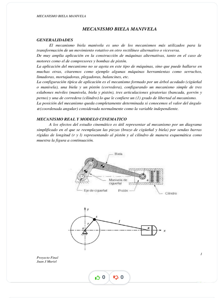1 Cinematica Del Mecanismo Biela Manivela - Compress | PDF | Pistón | Cinemática
