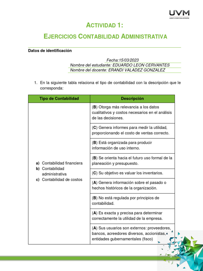 U1 Ejercicios A1 | PDF