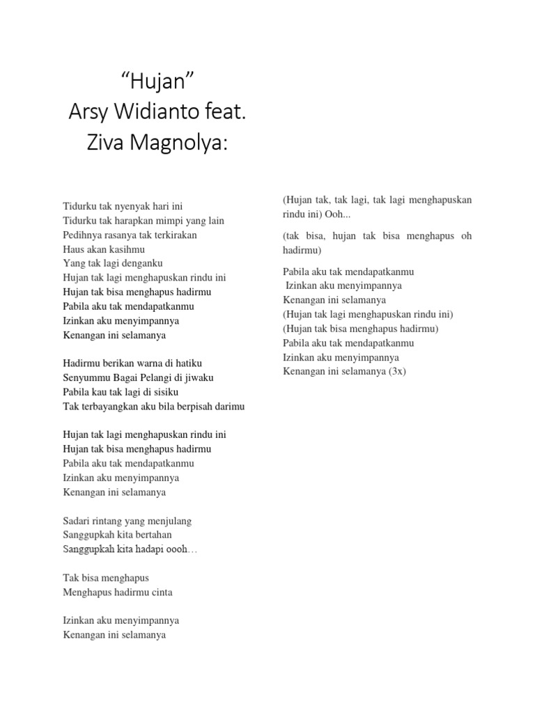 Lirik Lagu Hujan | PDF Lirik Lagu Hujan | PDF