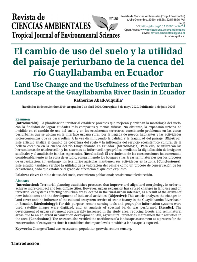 El Cambio de Uso Del Suelo y La Utilidad Del Paisaje Periurbano de La ...