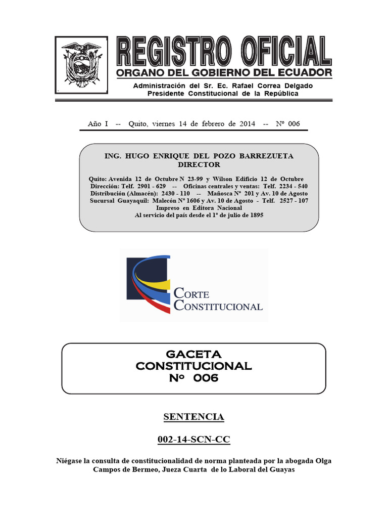 Sentencia 002-14-SNC-CC | PDF | Mandato | Caso de ley