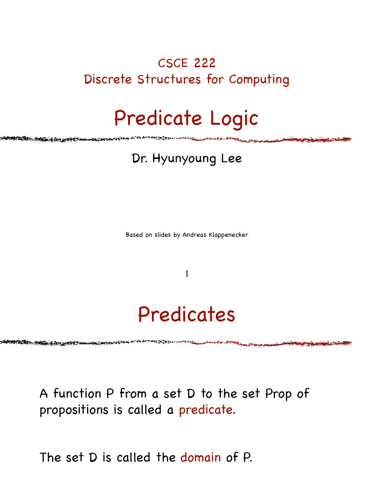 Predicate Logic | PDF | First Order Logic | Metalogic