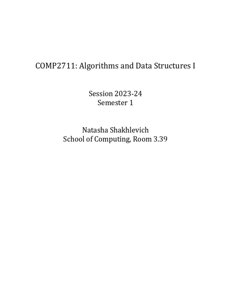 COMP2711: Algorithms Overview | PDF | Time Complexity | Algorithms