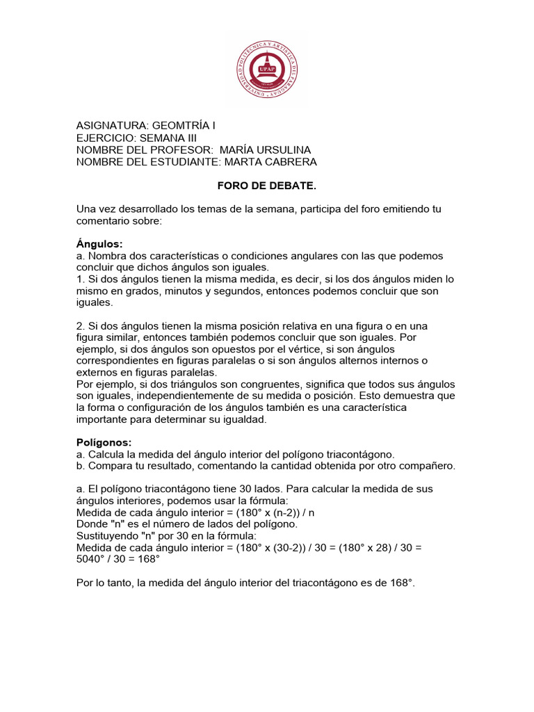 Semana III Ficha Geometría I - 1959694603 | PDF