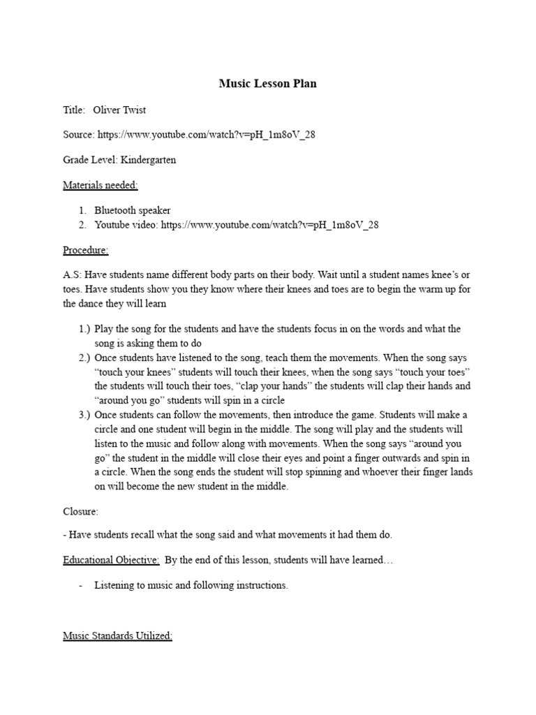 Oliver Twist Lesson Plan | PDF | Learning | Experience