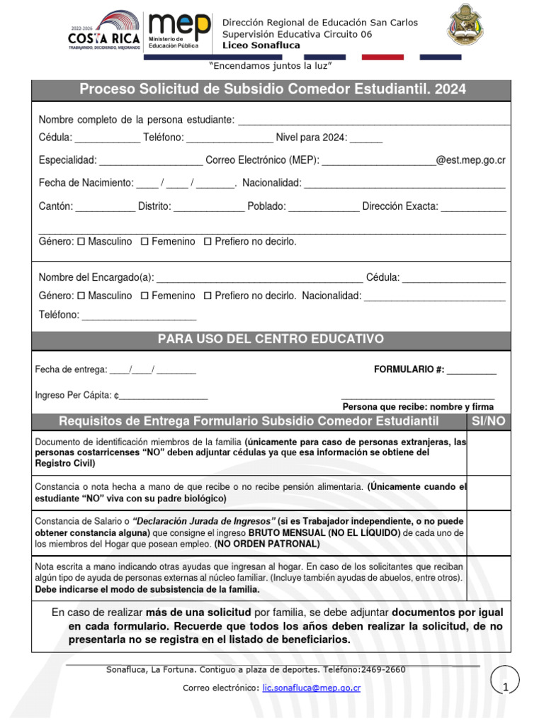 9. FORMULARIO-COMEDOR-2024 | PDF