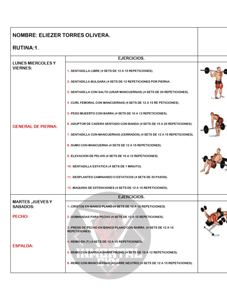 Plan de Entrenamiento 1 - Eliezer Torres Olivera. | PDF | Entrenamiento ...