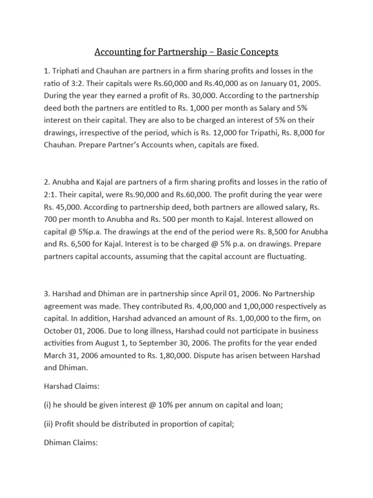 Partnership Accounting Basics and Examples | PDF | Partnership | Interest