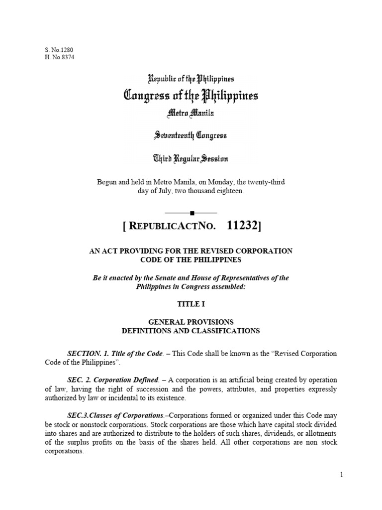 2019legislation - RA 11232 REVISED CORPORATION CODE 2019 | PDF | Stocks ...