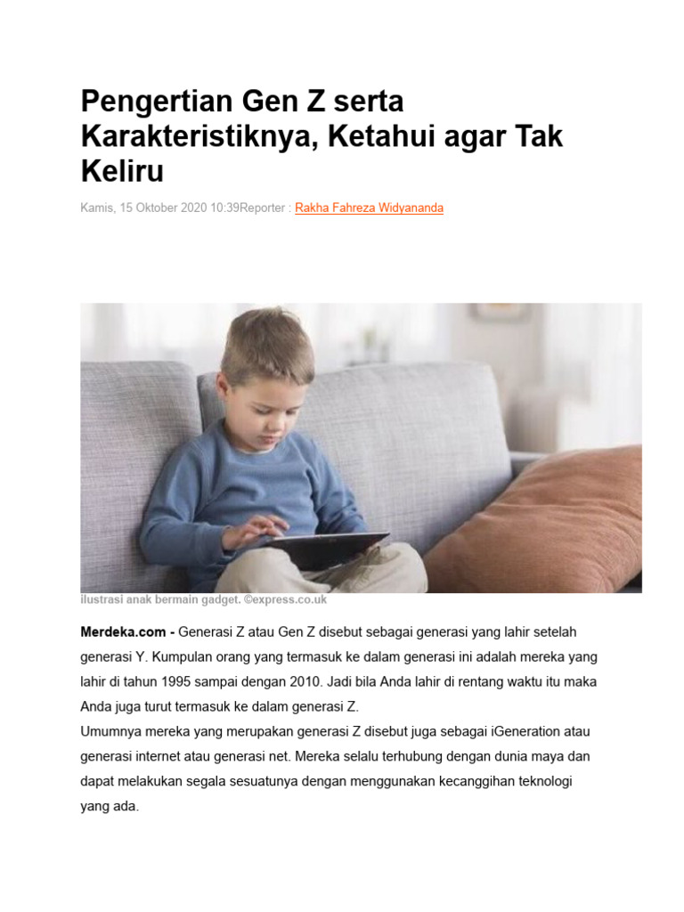 Pengertian Gen Z Serta Karakteristiknya | PDF