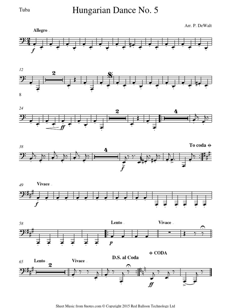 Hungarian Dance No5 BND Tu | PDF | Musical Forms | Musical Notation