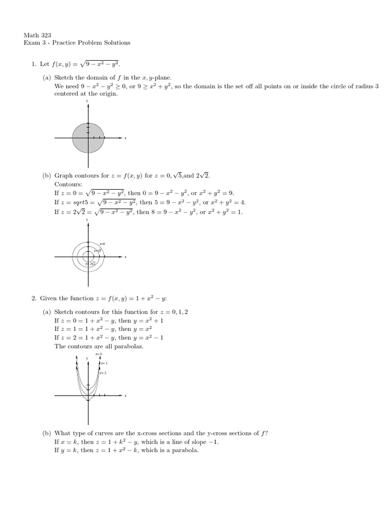 M323 Exam 3 Prac Key | PDF | Function (Mathematics) | Tangent