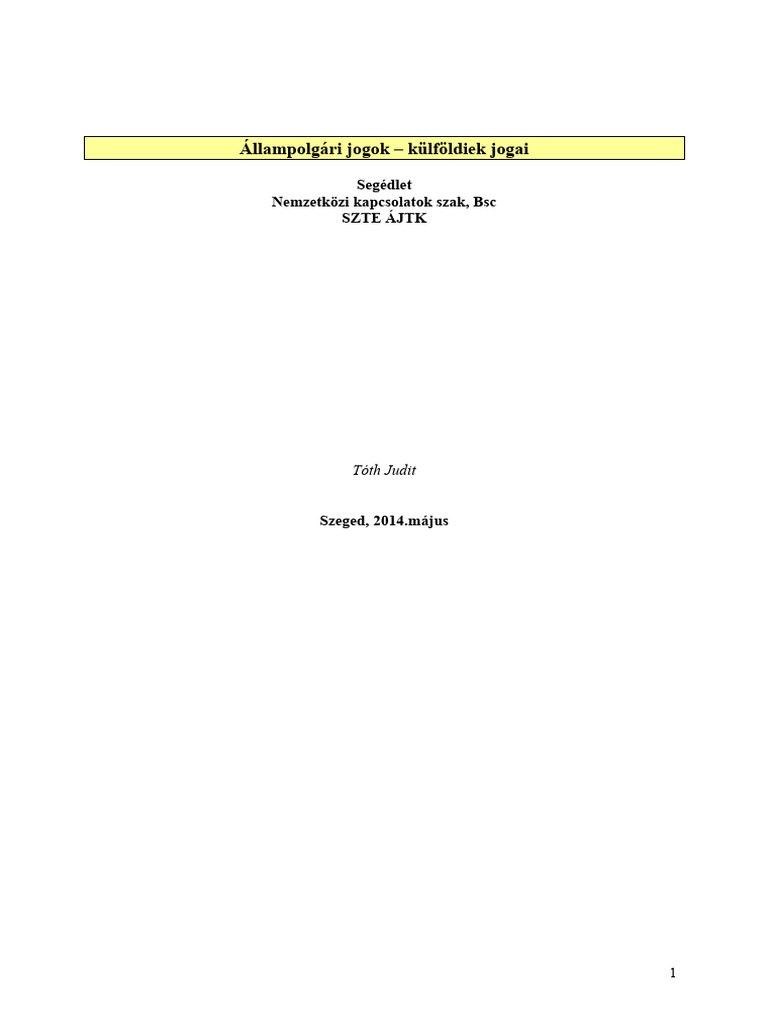 Toth Judit Allampolgari Jogok | PDF