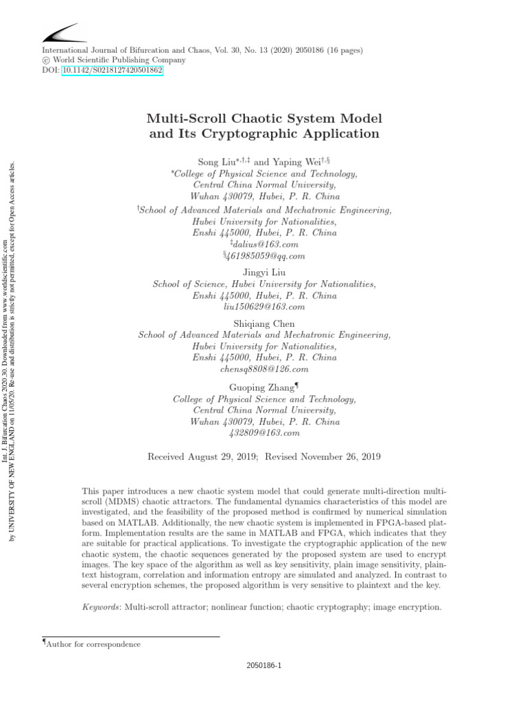 Liu 2020 | PDF | Chaos Theory | Cryptography