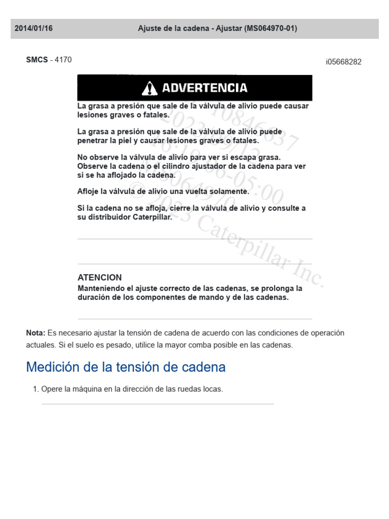 Tenzado de Cadena Excavadora | PDF | Ingeniería mecánica | Bienes ...