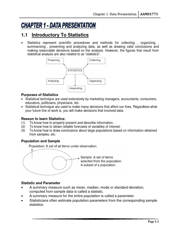 Chapter 1 Data Presentation | PDF | Statistics | Probability Distribution