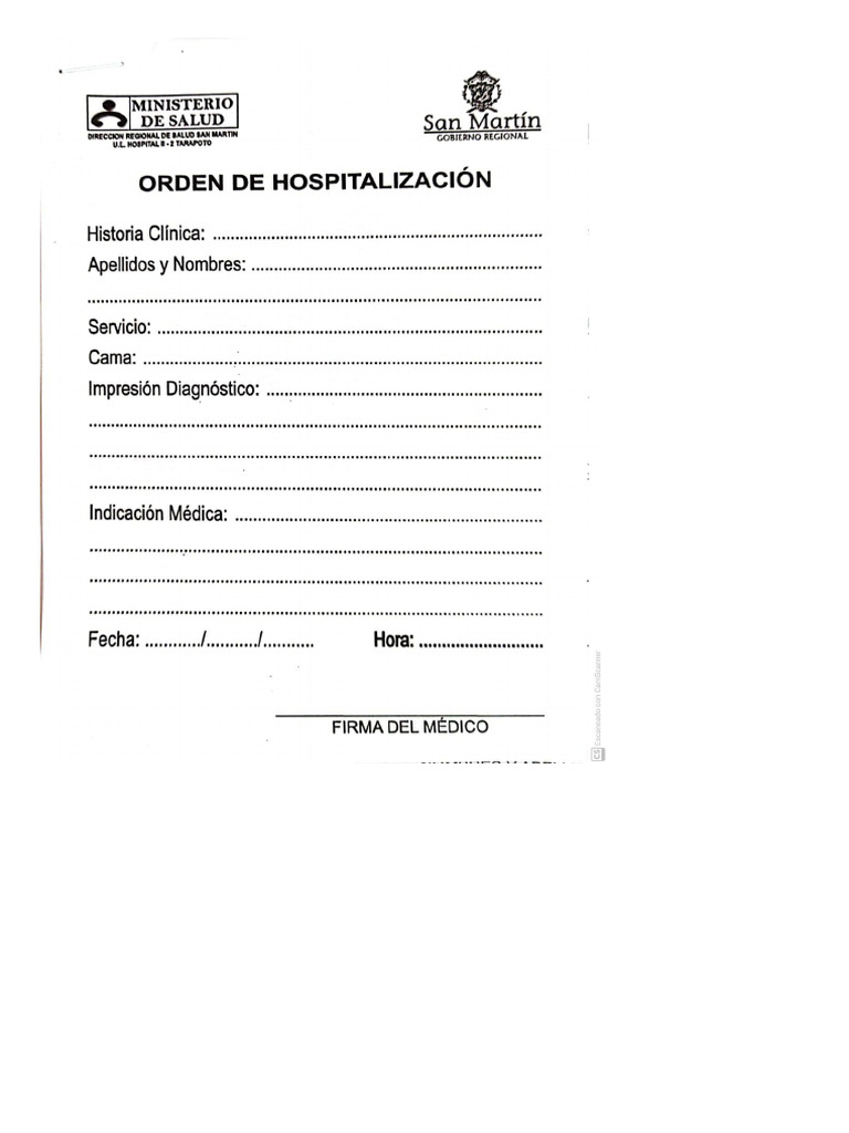 Orden de Hospitalización | PDF