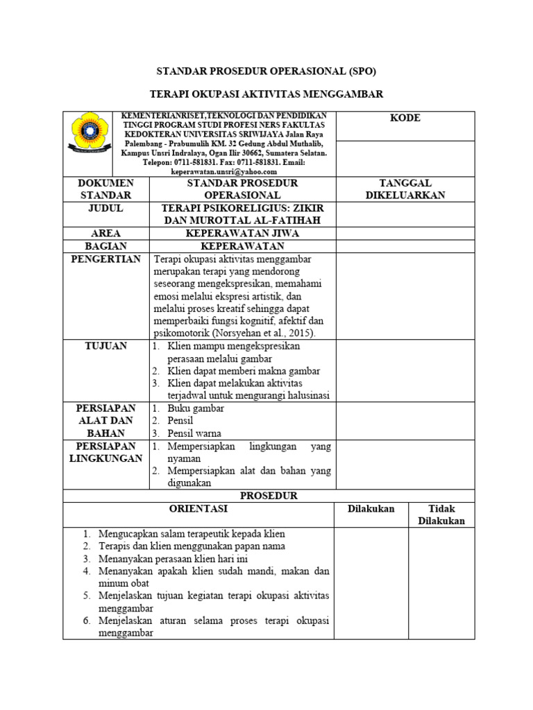 Sop Terapi Menggambar | PDF